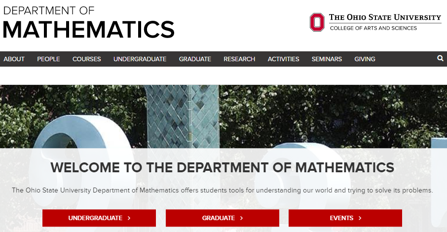Department of Mathematics Website Gets New Look | Department of Mathematics