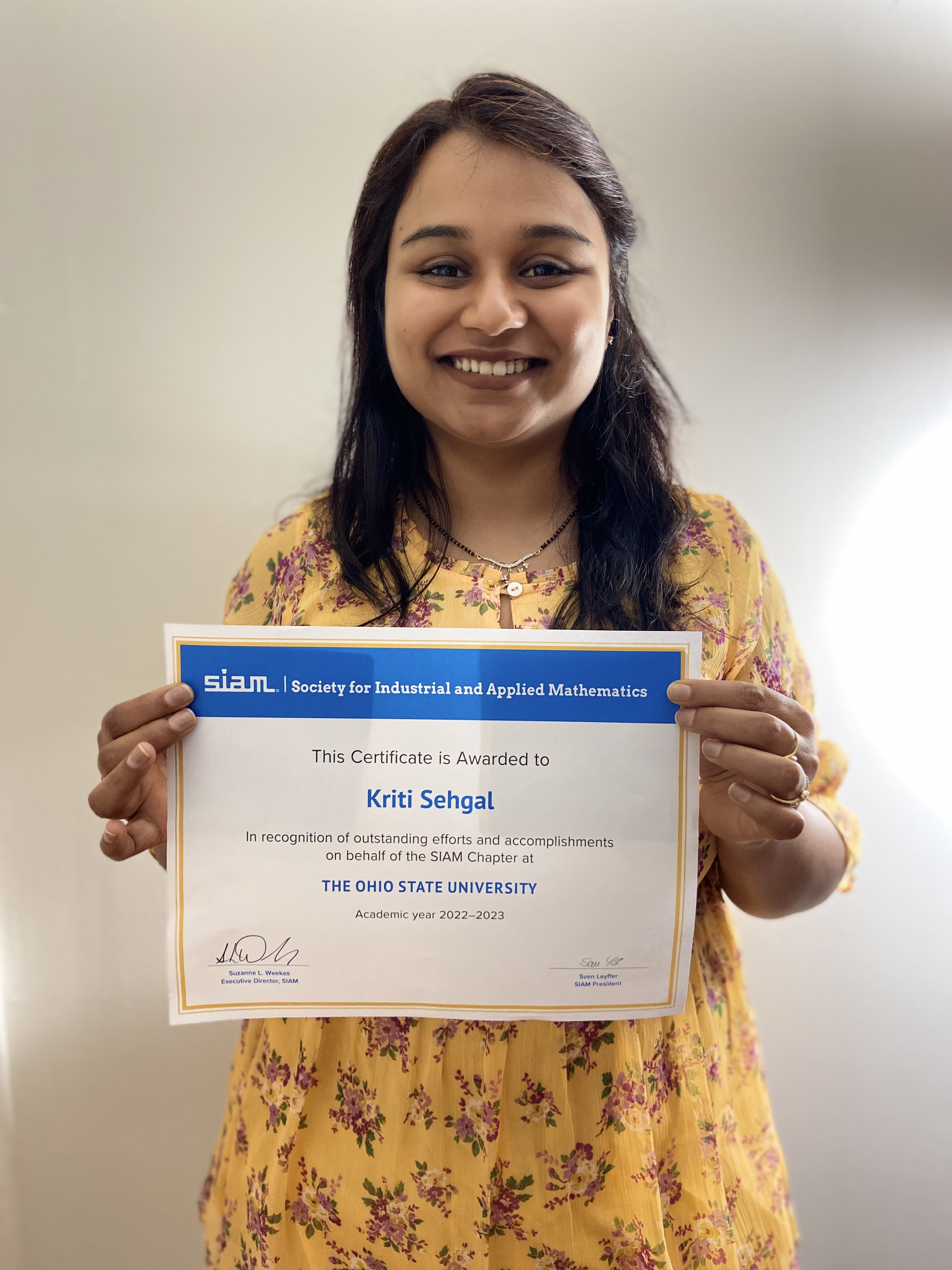 SIAM Student Chapter Certificate of Recognition 2023 | Department of ...